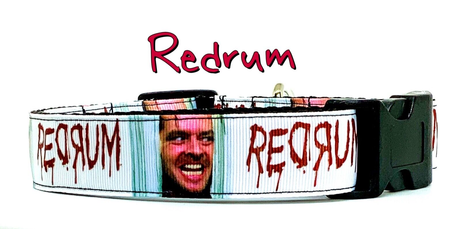 Redrum The Shining dog collar handmade adjustable buckle collar 1" wid ...